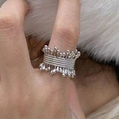 Irregular Tassels Weave Wide Open Finger Rings for Women Pun
