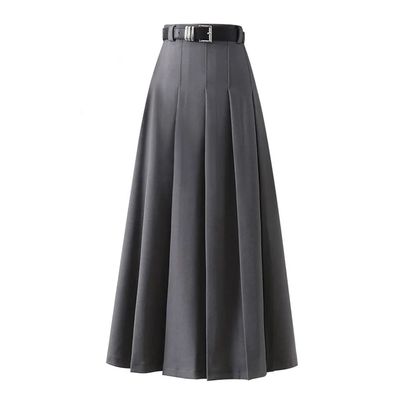Solid Simple Pleated Skirt Korean Preppy Suit-style Skirts W