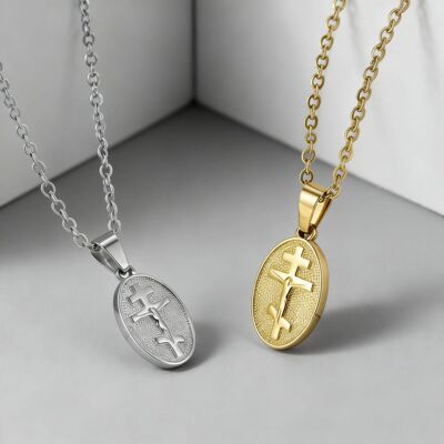 Russian Orthodox Crucifix Necklace, Stainless Steel  Cross,