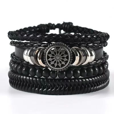 Punk Gohic Individualiy Exaggerae Hip hop Kni Leaher Bracele