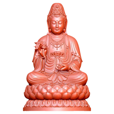 观音莲花底座佛像雕塑雕刻3d模型精修图圆雕图STL模型南海观音