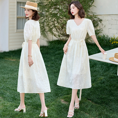 流行单品V领连衣裙女高端