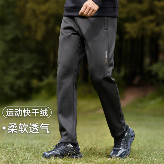 拓路者春秋男款字母印花针绒裤百搭保暖时尚系带百搭休闲运动长裤