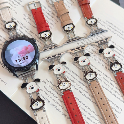 小狗金属皮革细款表带