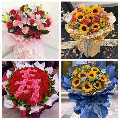 南阳市唐河新野桐柏县邓州市鲜花店同城配送老师长辈向日葵康乃馨