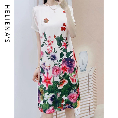 海兰丝印花时尚遮肉连衣裙