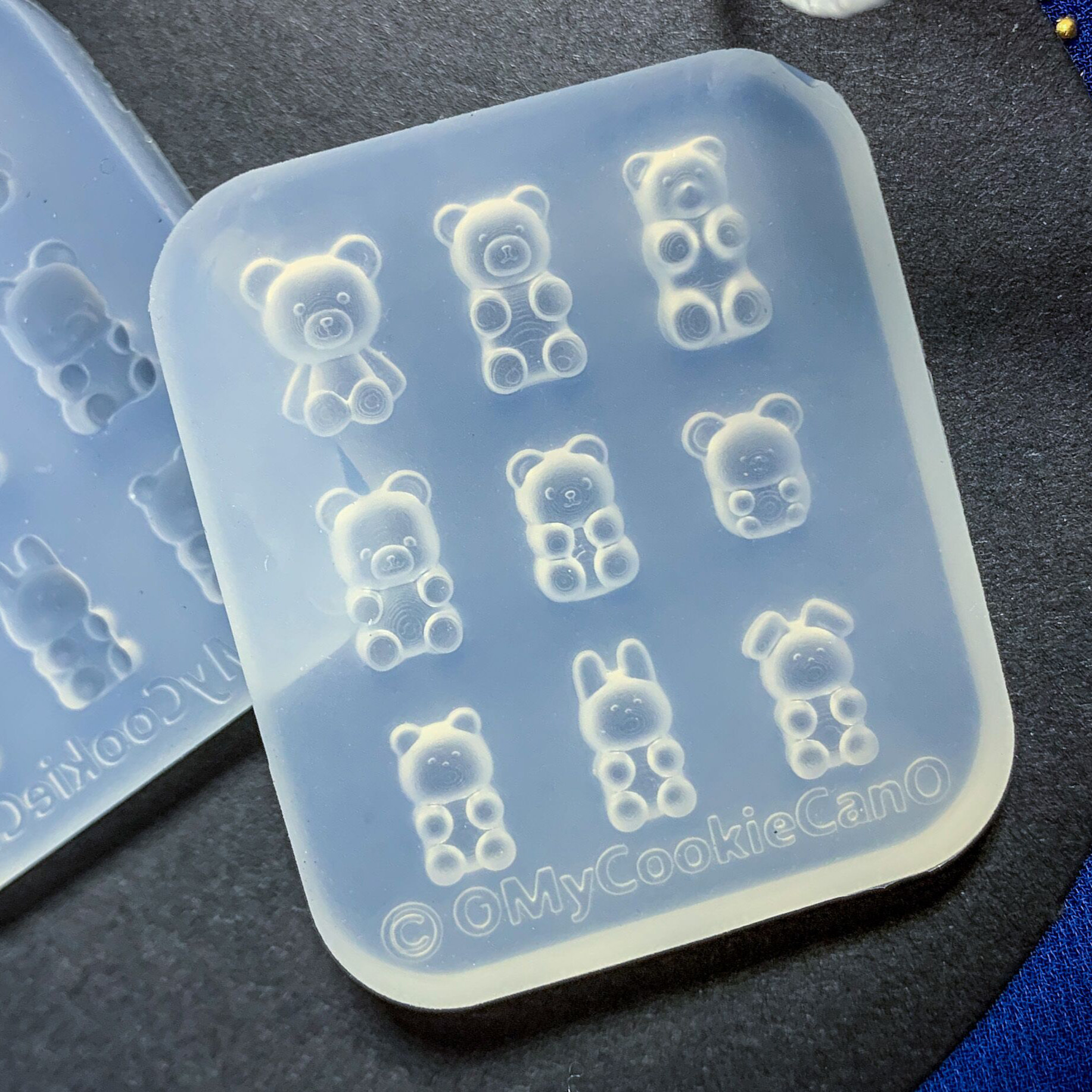 可爱立体迷你小熊全透明钥匙扣硅胶模具 diy水晶滴胶饰品挂件模具