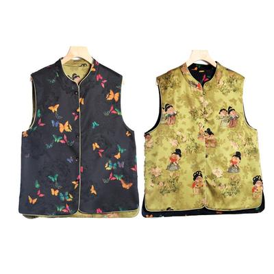 新中式小唐人香云纱正反两面穿薄马甲女2025春秋新款国风唐装上衣