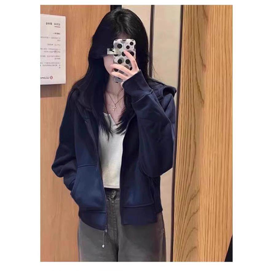 短款卫衣外套女连帽上衣秋冬款2026新款爆款加绒小个子修身厚开衫
