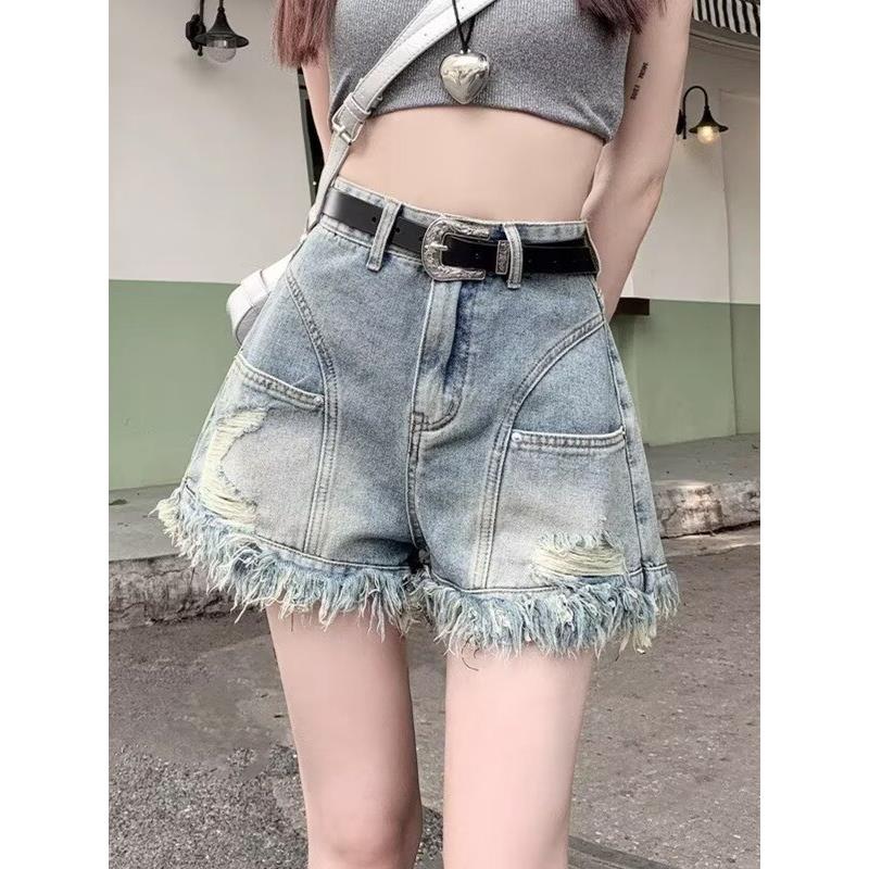 毛边牛仔短裤女夏季薄款休闲乞丐裤高街ins潮牌宽松五分裤子