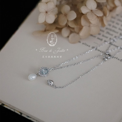 唯美托帕石纯银珍珠项链