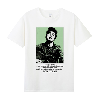 民谣诗人bobdylan鲍勃迪伦像一块滚石周边欧美纯棉短半袖男女T恤