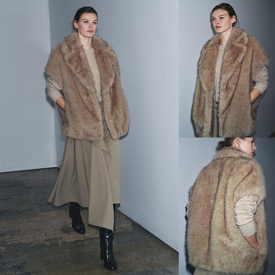 2025冬季新品 女装 甜美气质百搭人造皮草效果背心 2212243 450