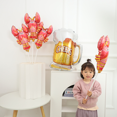 小龙虾气球大排档啤酒节背景布置底座气球烧烤店餐厅开业装饰广告