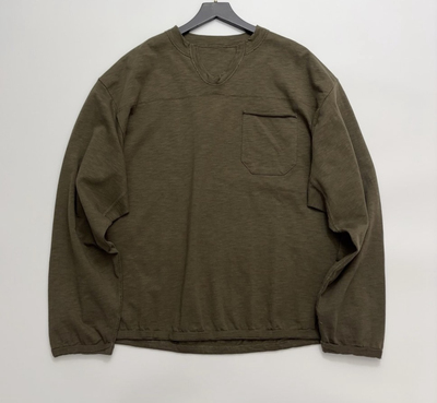 25早秋新款 日系蓝染纯棉水洗V领宽松休闲百搭套头长袖T恤女士