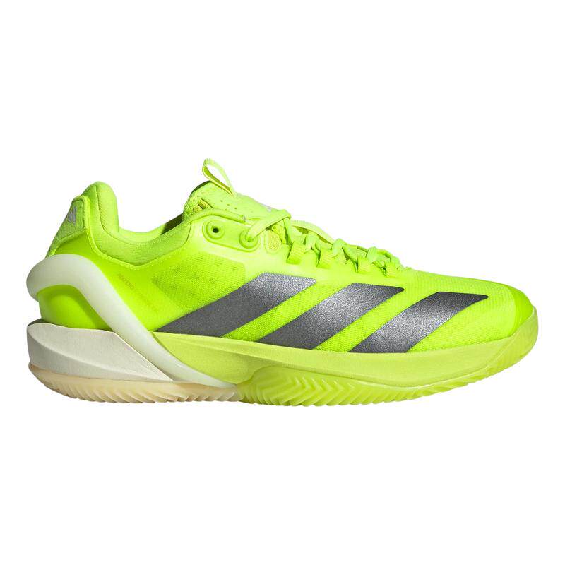 海外代购Adidas/阿迪达斯女士网球鞋抓地力透气荧光绿银色条纹