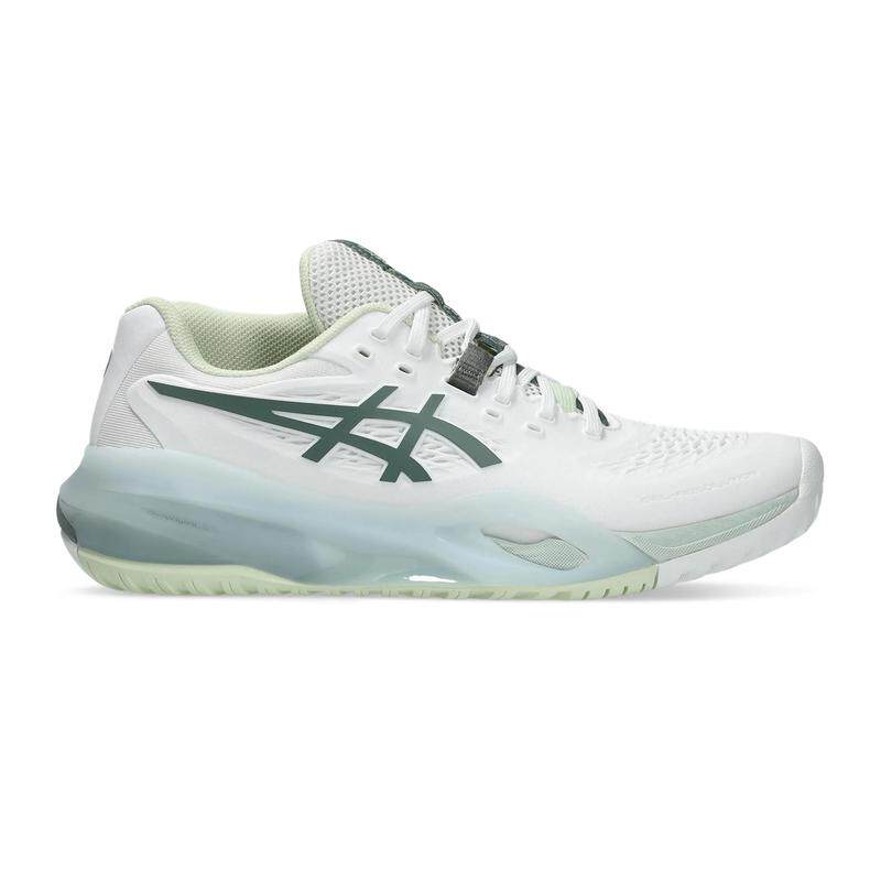 海外代购Asics/亚瑟士女士网球鞋缓震防滑网眼白蓝灰红土场