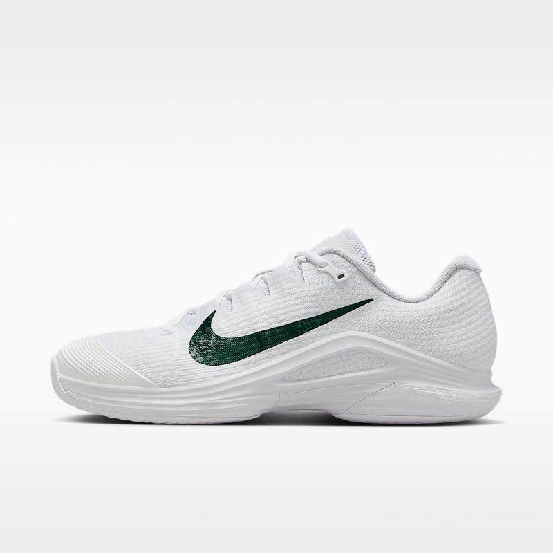 海外代购Nike/耐克男士网球鞋缓震响应灵敏轻量化白绿配色硬地