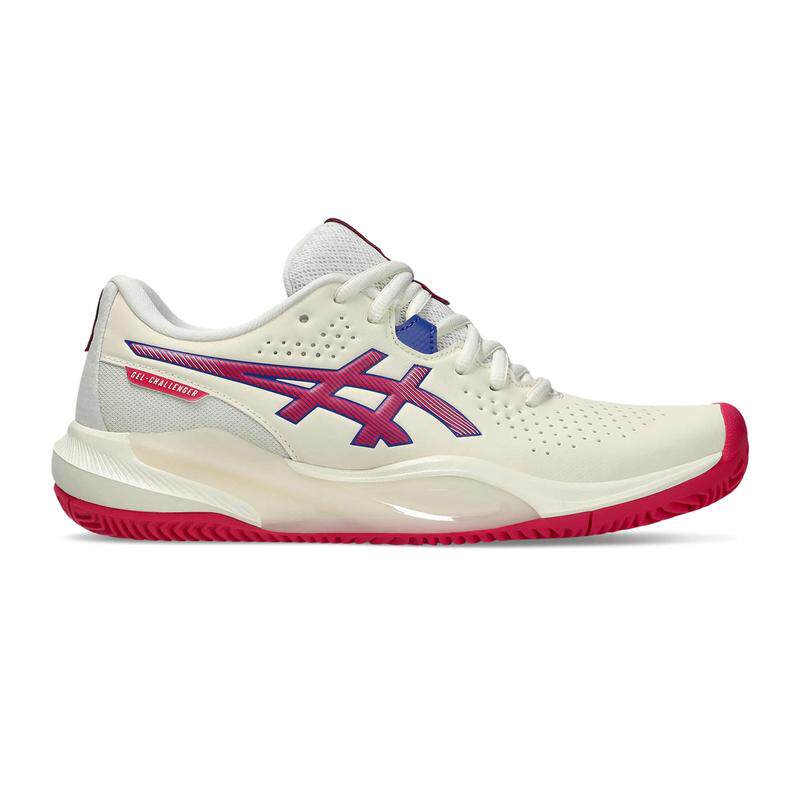 海外代购Asics/亚瑟士女士网球鞋缓震稳定支撑网眼合成革红土场