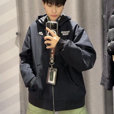 Nike耐克 秋冬男子运动休闲潮流刺绣加厚连帽棉服夹克外套 HV1738