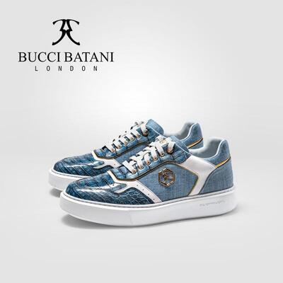 Bucci新款亮面牛皮革板鞋