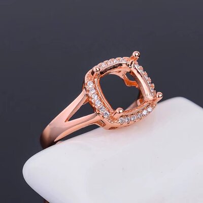 公主方925纯银镀18K白金玫瑰