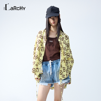 LARCHY26春装翻领印花不规则衬衫