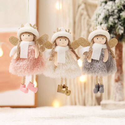 Christmas Ornament Cute Angel Doll With Festive Hat Fluffy D
