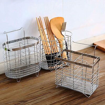 Stainless Steel Hanging Cutlery Organizer: Kitchen Utensil D