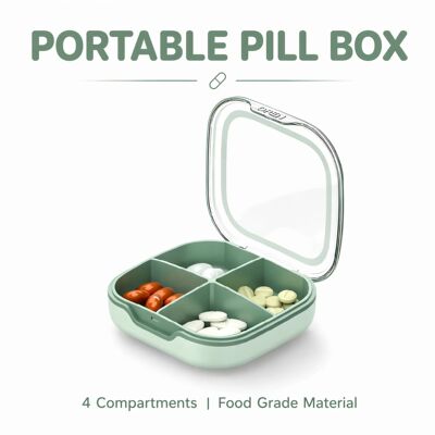 4 Grid Portable Pill Box Sealed Moistureproof Food Grade BPA