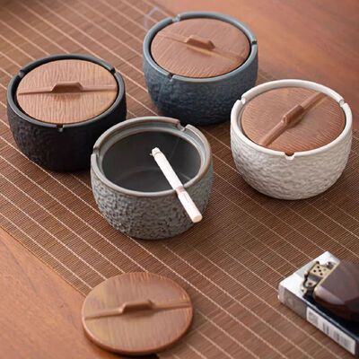Ceramic Fly Ash-proof Ashtray with Cover Creative Personalit