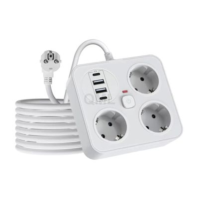 EU Plug 2M Extension Cable European Power Strip with USB Typ