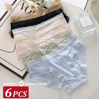 6Pcs/Set Women Ice Silk Seamless Briefs Sexy Comfortable Str