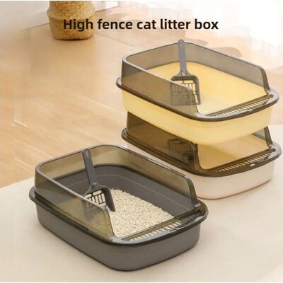 Cat litter box, semi-transparent high-fence cat poop box, sp