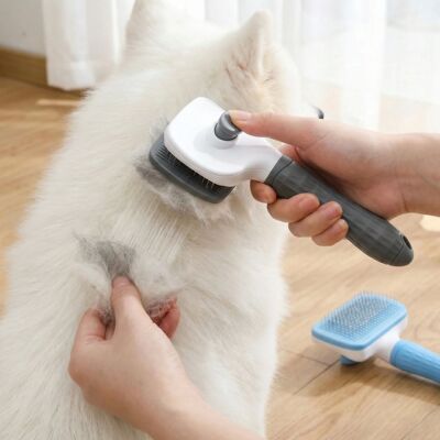 Dual-Use Dog & Cat Grooming Brush (20×10×5.5cm) - Self-Cle