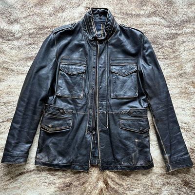 早期1990s手擦做旧茶芯羊皮M65猎装多袋皮衣