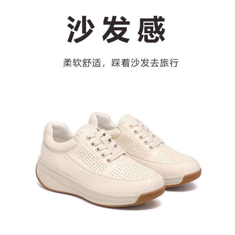 真皮牛筋底软底妈妈鞋厚底羊皮女鞋软皮牛皮皮鞋坡跟舒适休闲鞋女