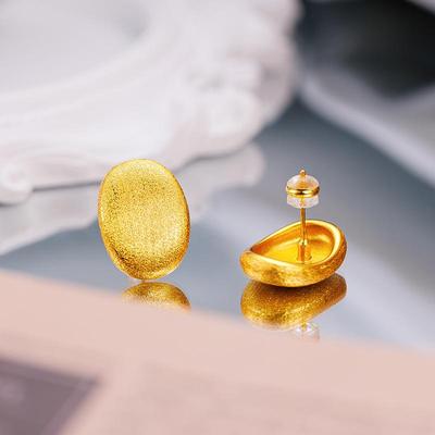 工艺蛋形黄金色金豆耳钉