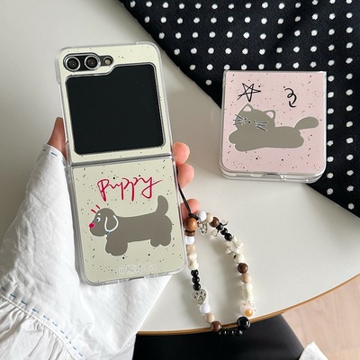 三星ZFLIP5镜面壳卡通小狗小猫
