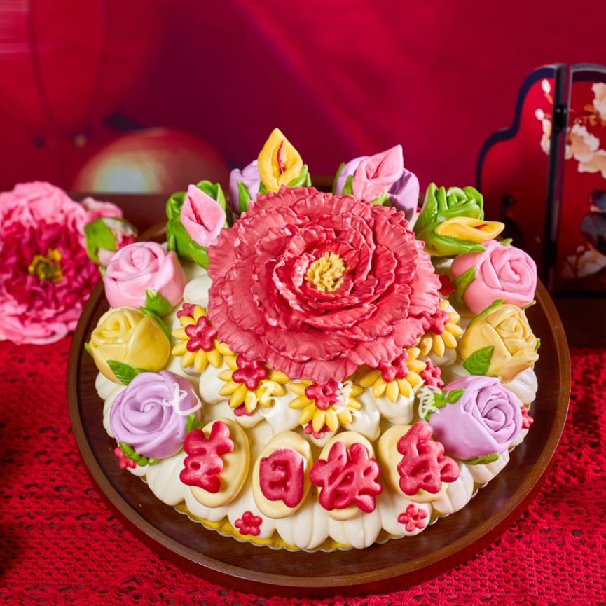 父母节花馍纯手工女士妈妈婆婆女神中式生日蛋糕玫瑰花节日三八礼