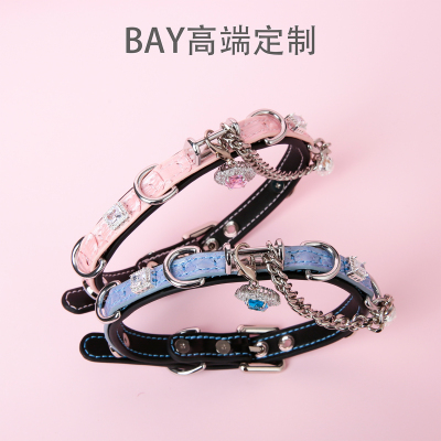 【BAY高端定制】蛇纹牛皮项圈钻石puppy女颈带K9脖圈定制choker