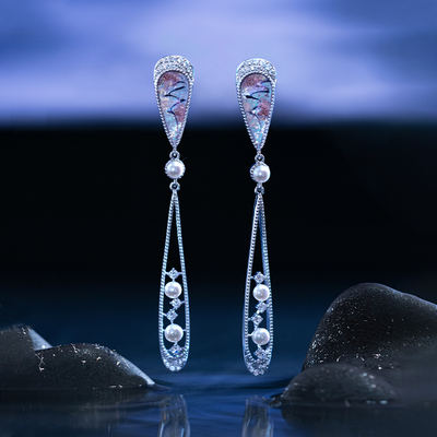 仙气清新手绘耳环耳夹送礼法式