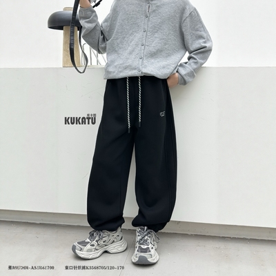 库卡图秋冬儿童束口运动裤加绒裤