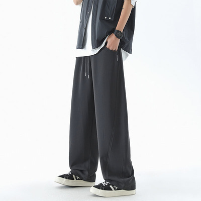 ZMOGEE冰丝裤男夏季薄款美式潮牌休闲裤宽松阔腿垂感直筒运动长裤