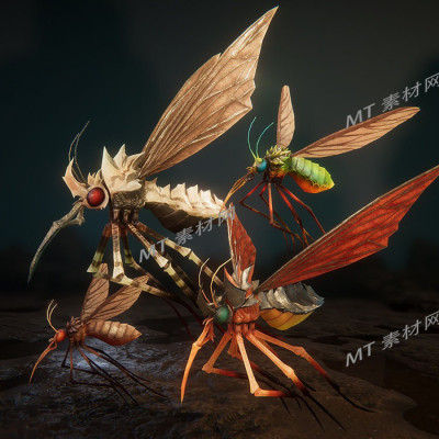 UE5虚幻5次世代昆虫怪物蚊子苍蝇角色生物动画模型Mosquitos pack