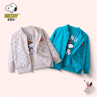史努比满印双面穿棒球领外套防风外套KRT001