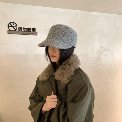 低调又好看的马术帽复古毛呢帽子