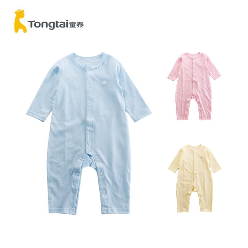 童泰新款对开连体衣5月-2岁男女宝宝纯棉薄款家居闭裆蛤衣爬服