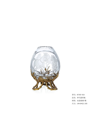 美式客厅水晶镶铜花瓶陶瓷奢华