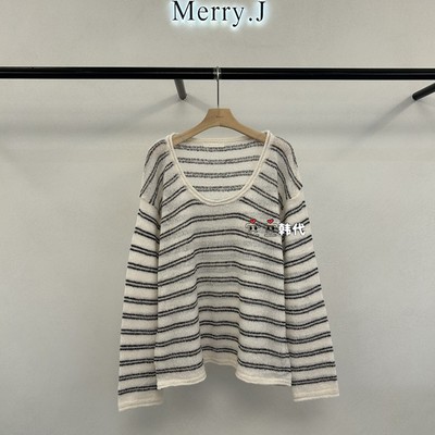 韩国直邮MERRY-J空空韩代26秋季新款通勤宽松时尚条纹时尚针织衫
